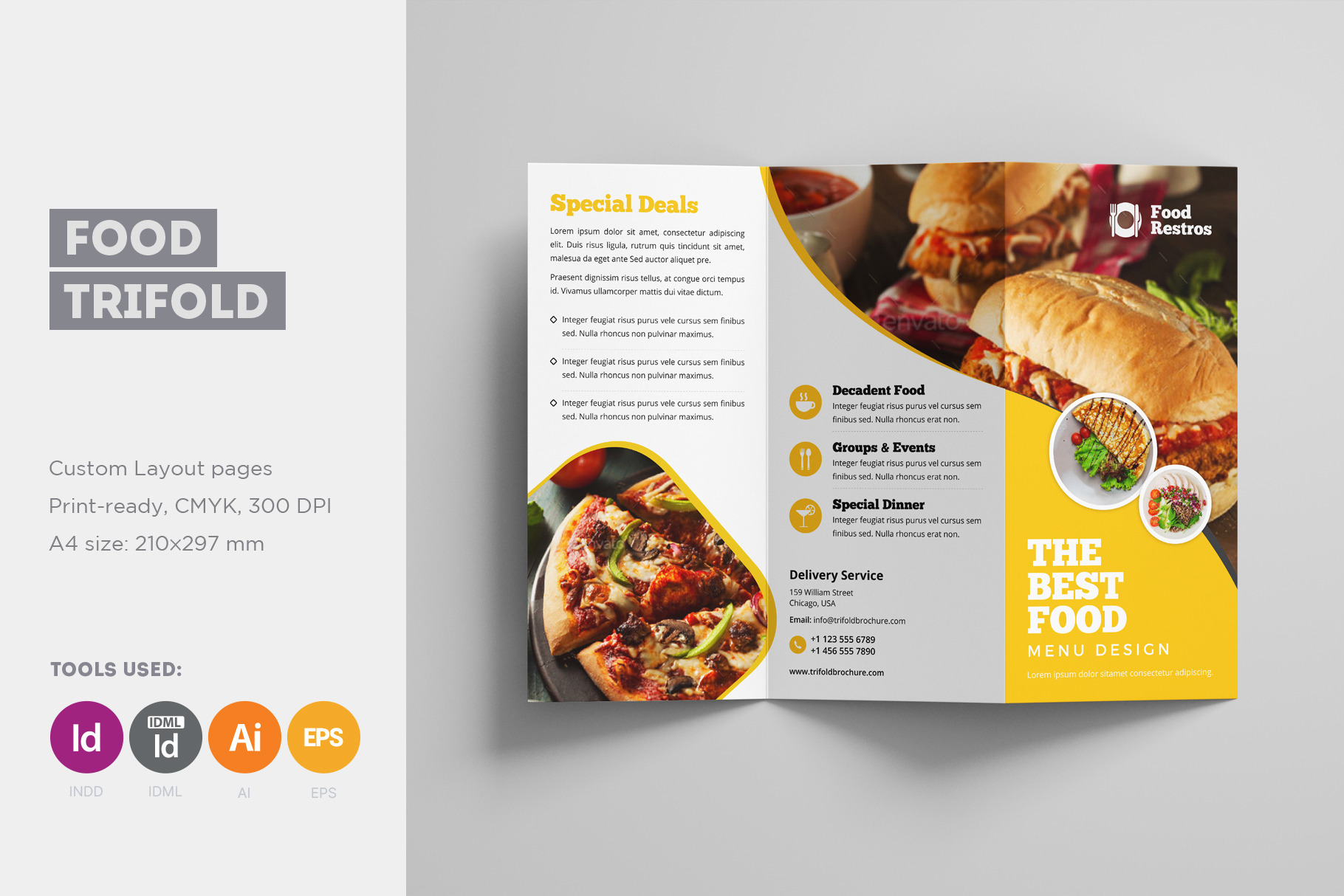 Food Trifold Brochure Template