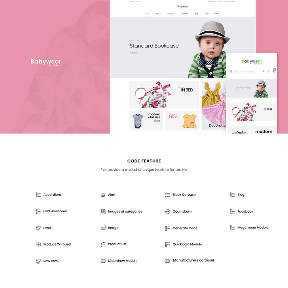Leo Babywear – Baby and Kids Fashion, a Bootstrap Template by LeoTheme
