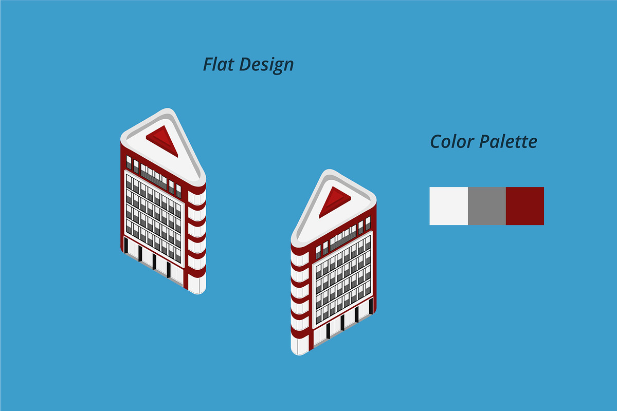 Isometric Triangular Prism Building, an Illustration by taseskablagica