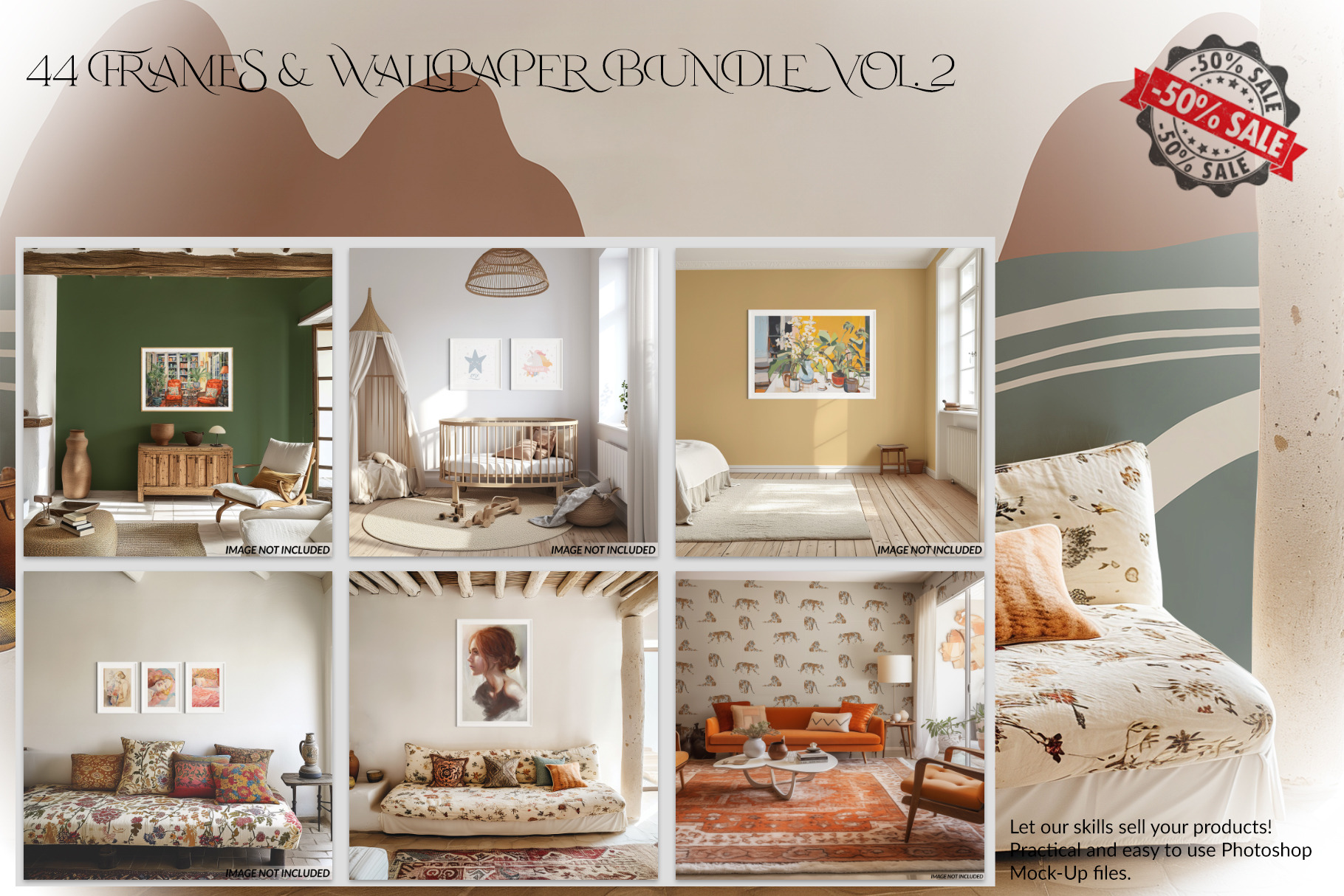 Bundle 44 Frames & Wallpapers Vol.2, a Household Mockup by mock-ups