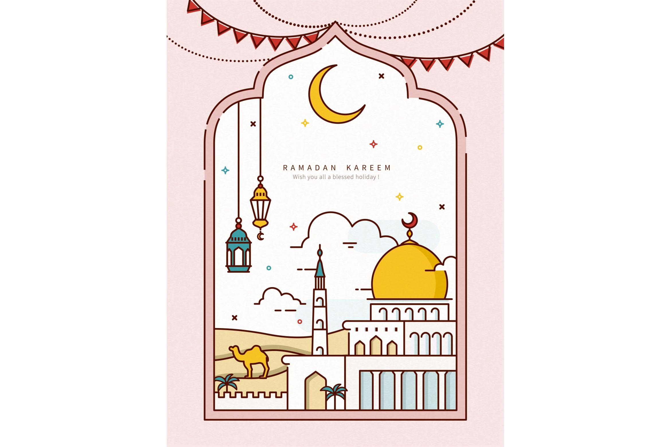 Ramadan line style design, an Illustration by TotallypicRF
