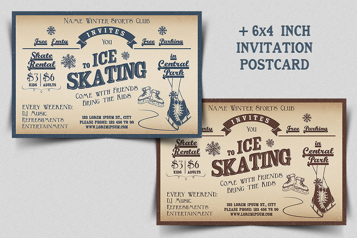 Ice Skating Rink Flyers & Invitation, an Invitation Template by Paul Lesser