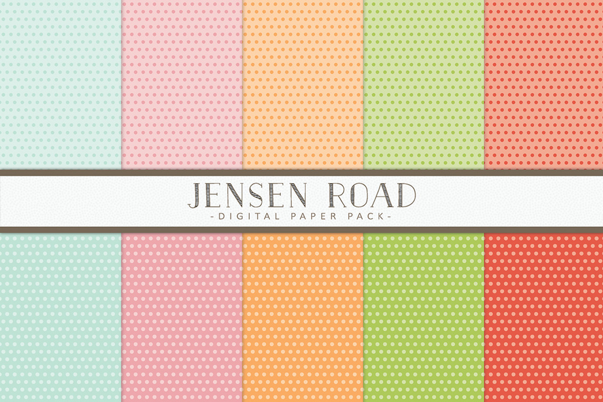 Spring Polka Dot Digital Papers, a Pattern Graphic by Jensen Road