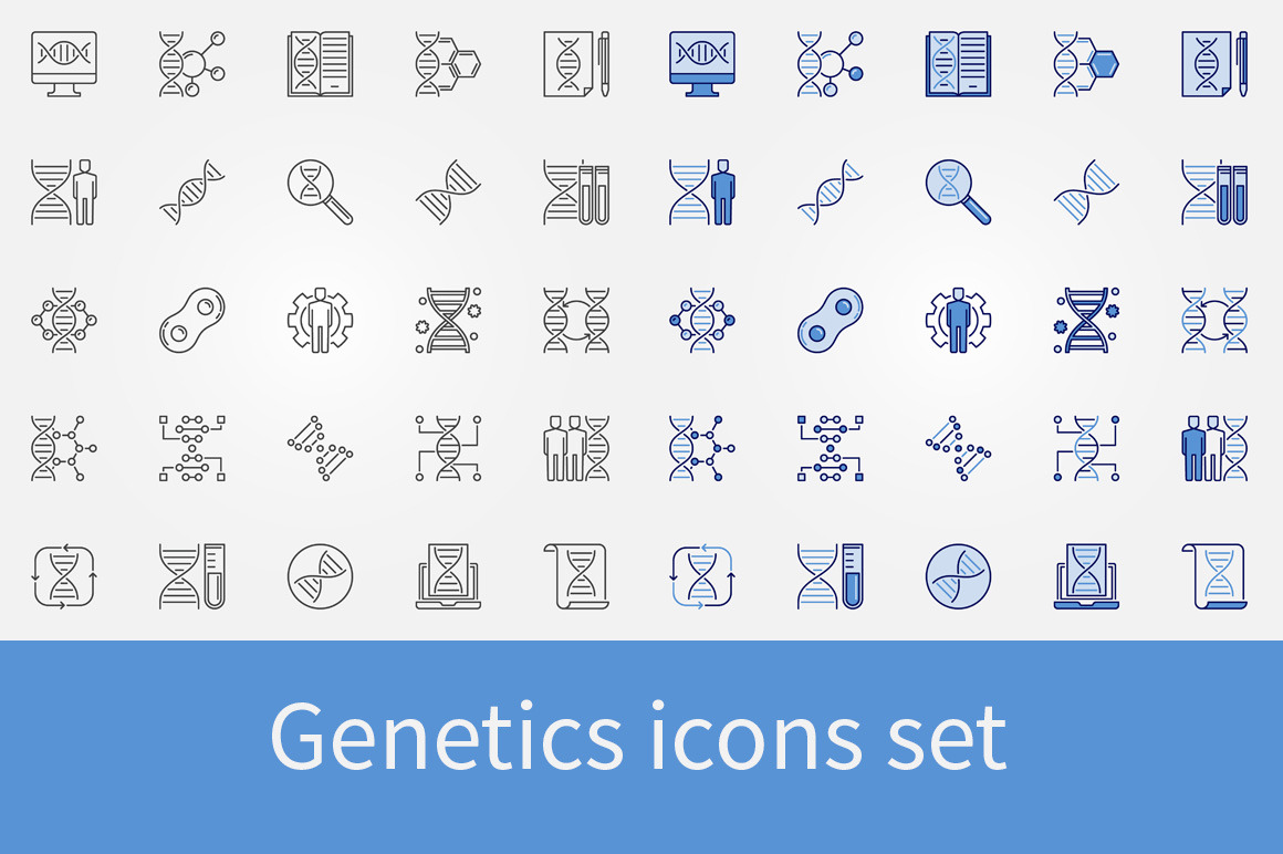 Genetics icons set, an Outline Icon by Venomous Vector | Creative Market