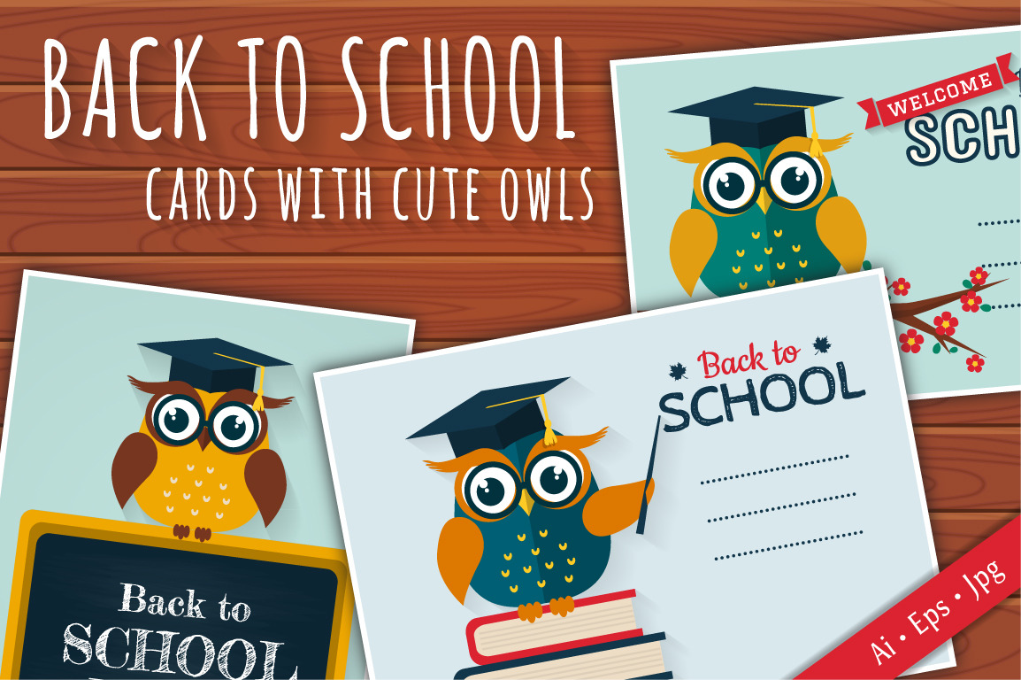 Back to School cards with cute owls, an Education Illustration by ...