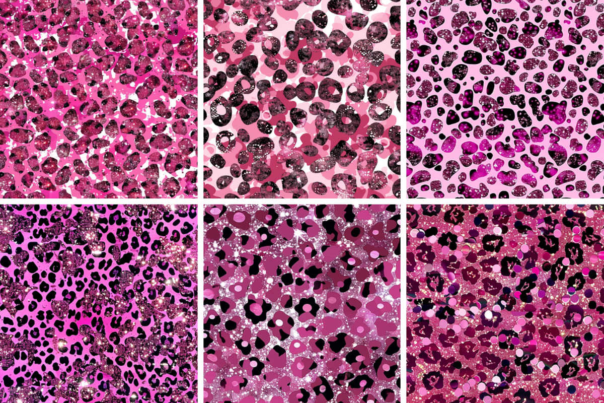 Pink Glitter Leopard Spots Patterns