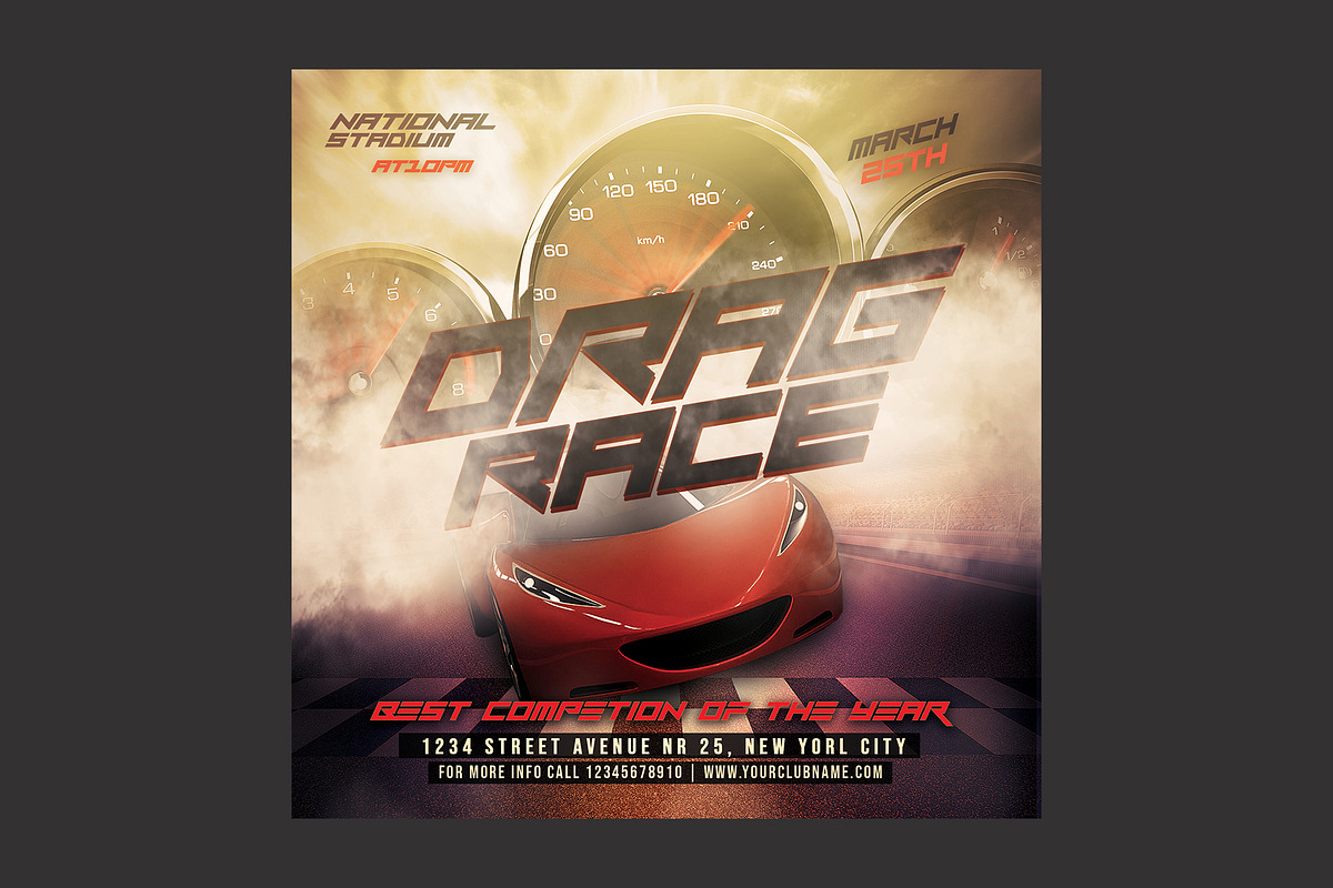 Drag Race Flyer Template, a Flyer Template by DSGraphicDesign
