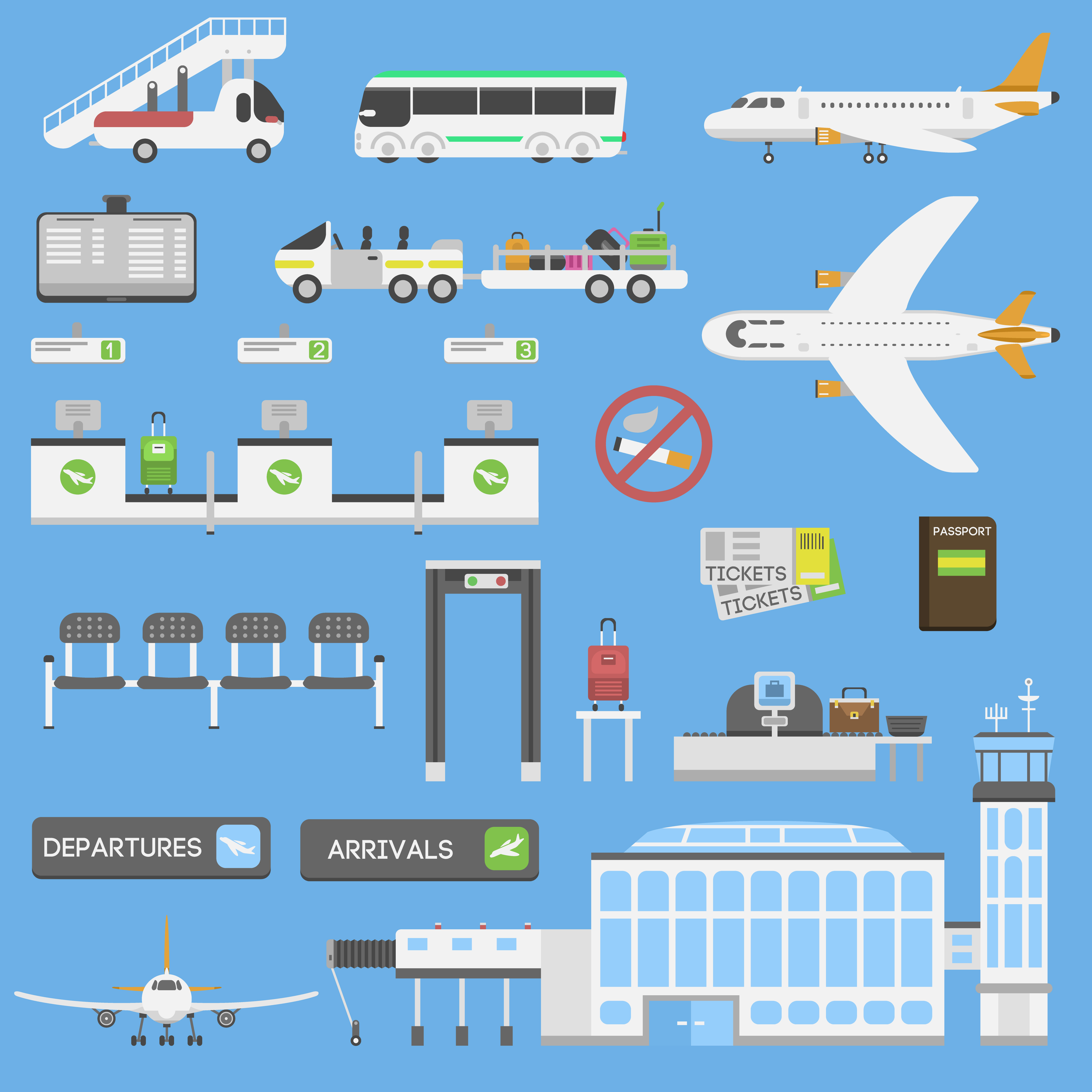 Plane airport symbols vector, a Transportation Illustration by RocketArt