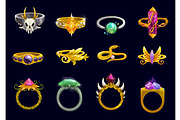 Magic rings, fantasy jewelry, an Object Illustration by Vector Tradition