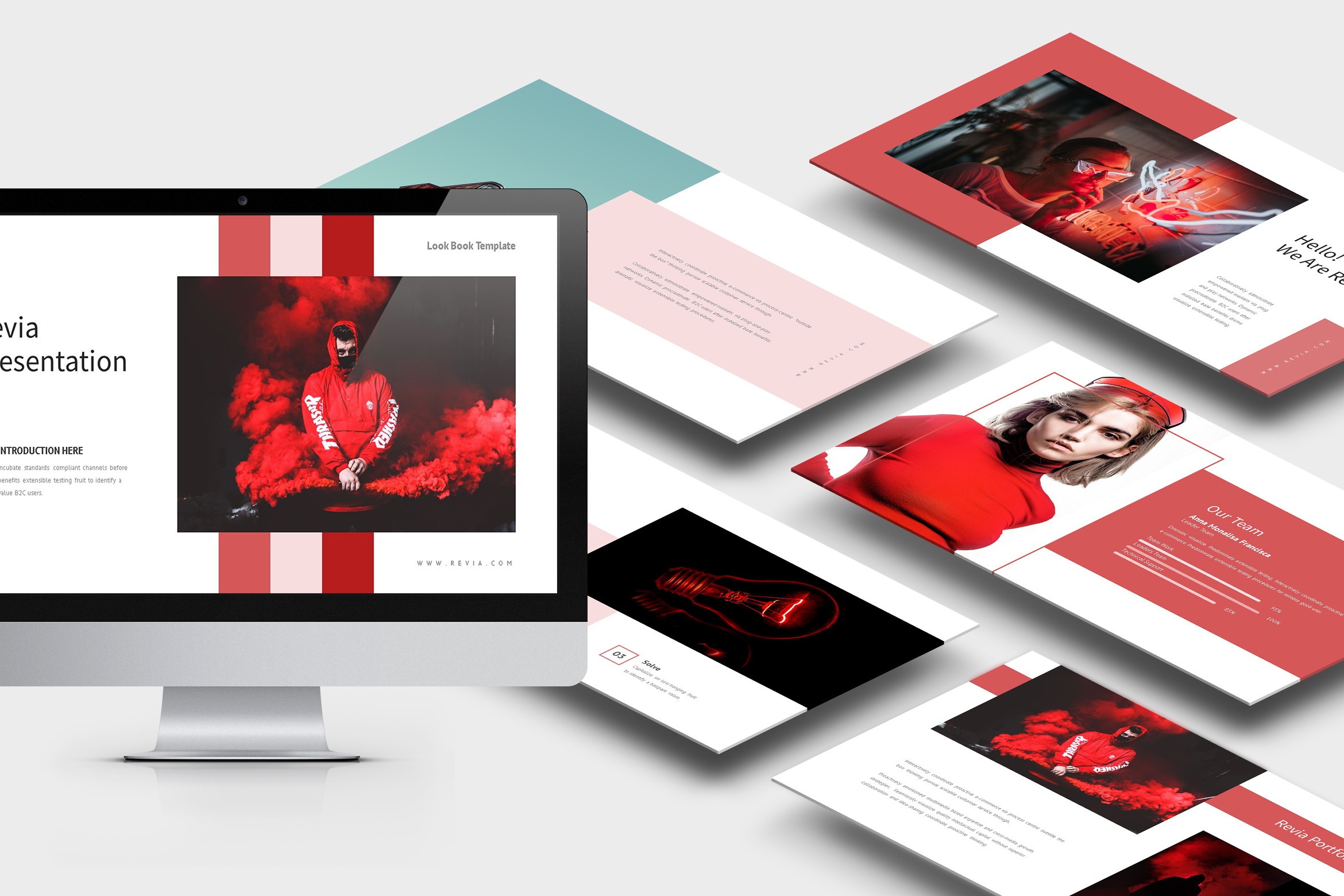 Revia : Red Color Tone Powerpoint, a Presentation Template by punkl ...
