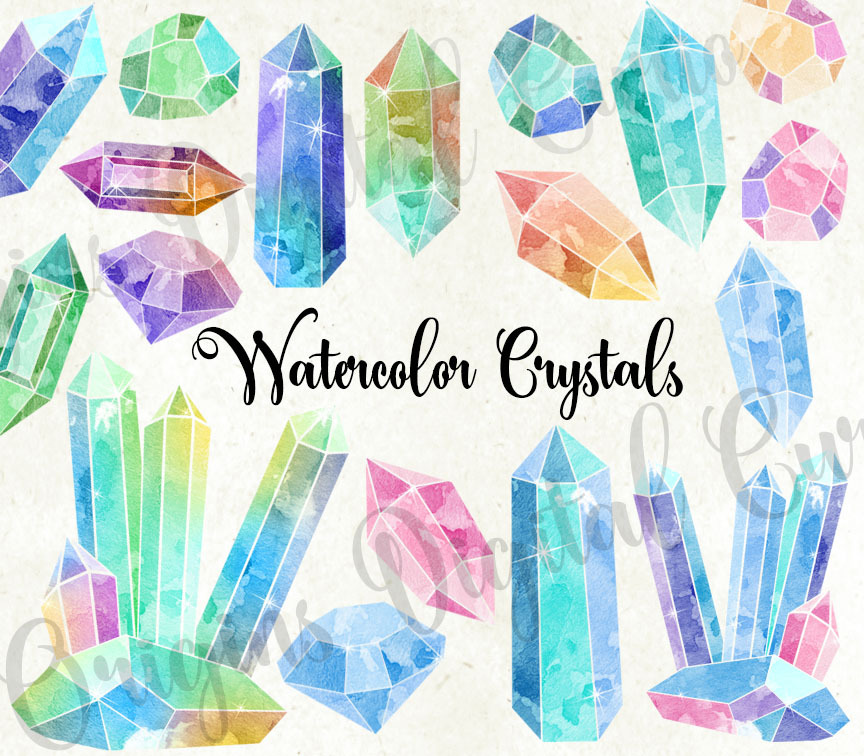 Watercolor Crystal Clipart, an Object Graphic by Digital Curio