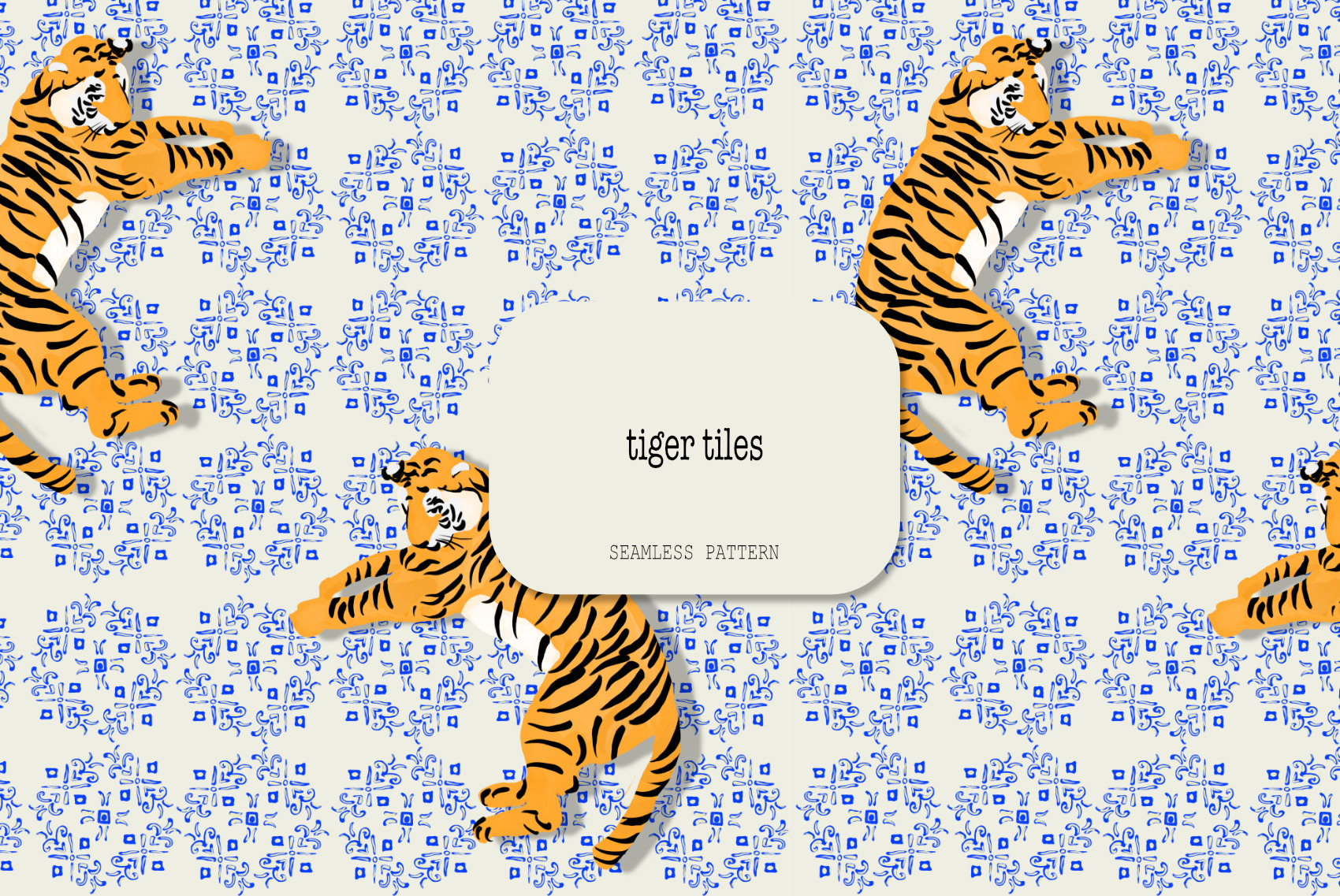 Tiger tiles, exotic animal naive, a Pattern Graphic by Cotton Melon ...