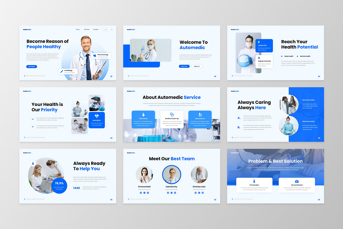 AutoMedic - Medical PowerPoint, a Presentation Template by GraphauseProject