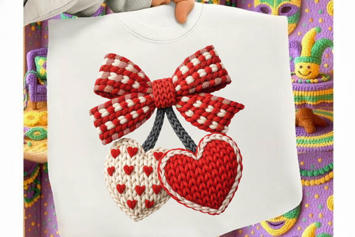 Faux Crochet Valentines Day Png, an Illustration by designcity5
