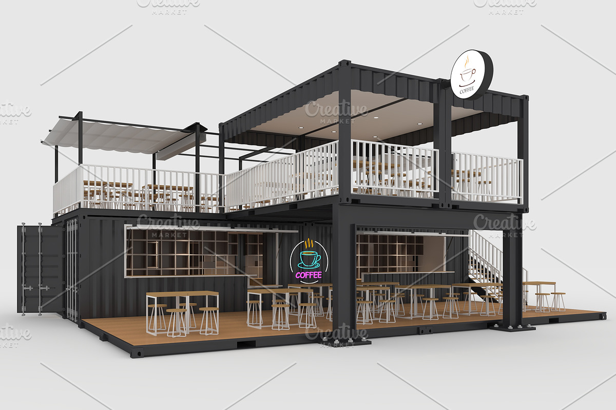 3D Model Container Cafe 1