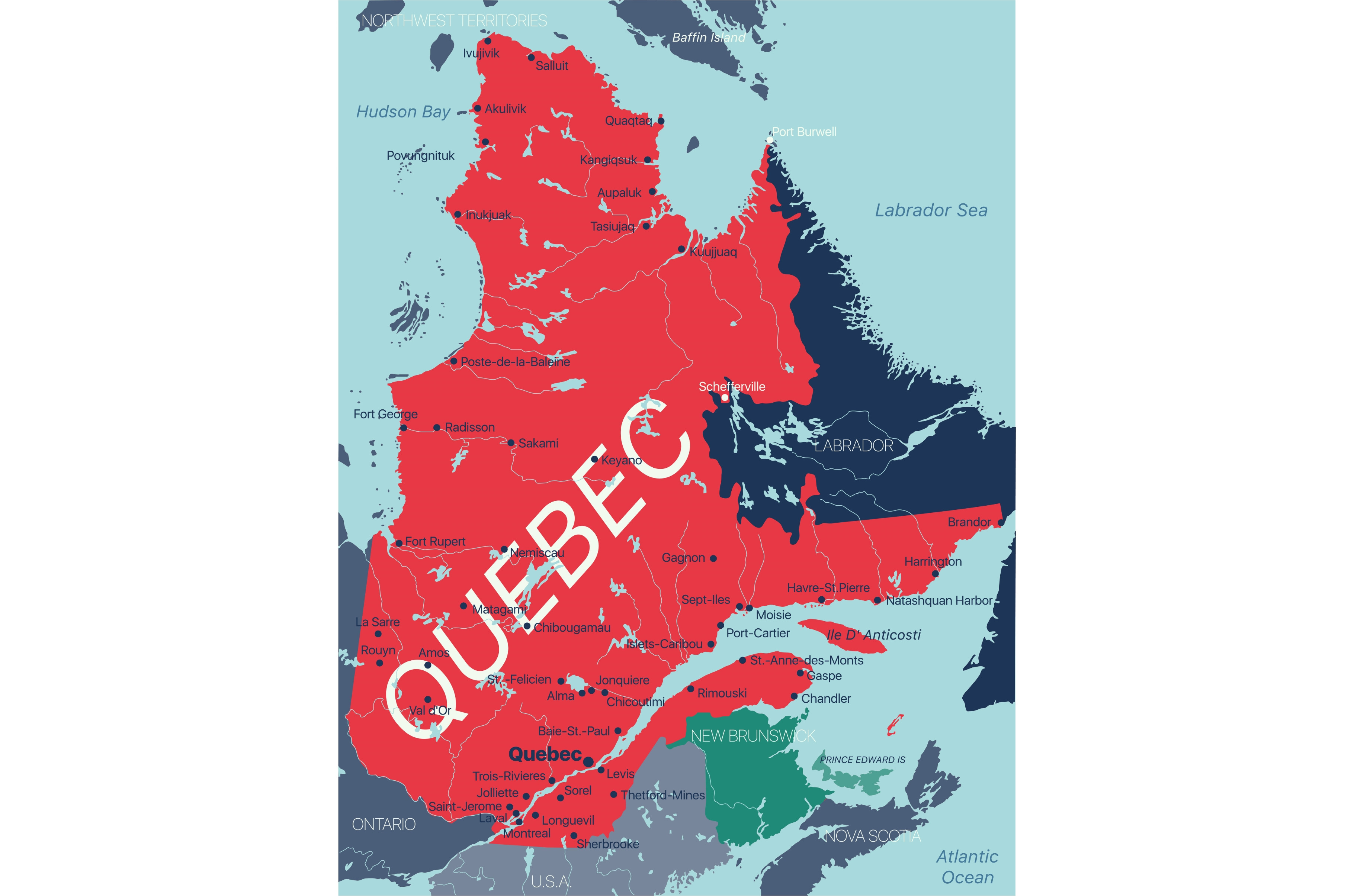 Quebec province vector editable map, an Illustration by Jan Jack Russo ...