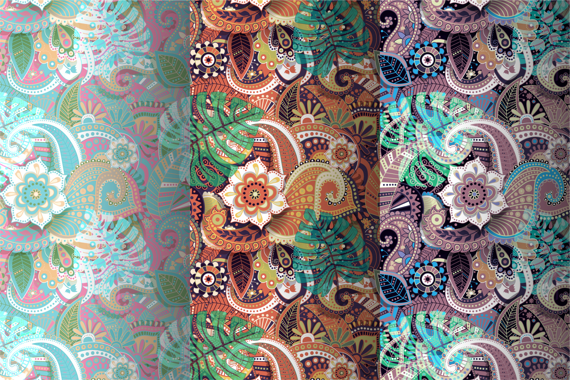 3 Paisley Patterns, a Pattern Graphic by Sunny_Lion