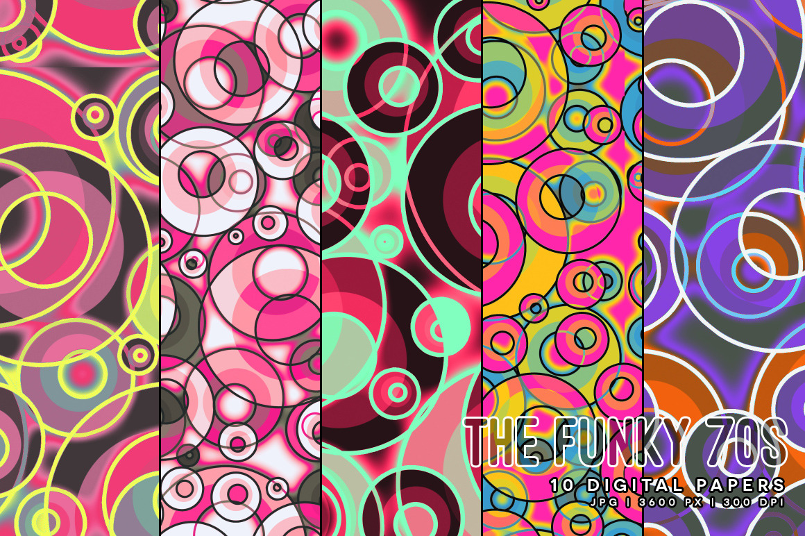 Seventies themed digital papers