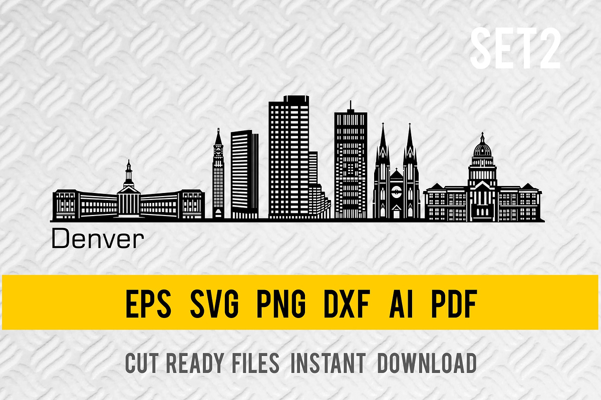 Denver City Skyline Stencil Cut SVG, an Illustration by Digital-Clipart