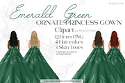 Green Princess Dress Gown Clipart, an Illustration by Blissful Pixels