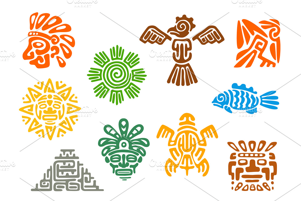 Mayan Aztec totems, Mexican, an Animal Illustration by Vector Tradition
