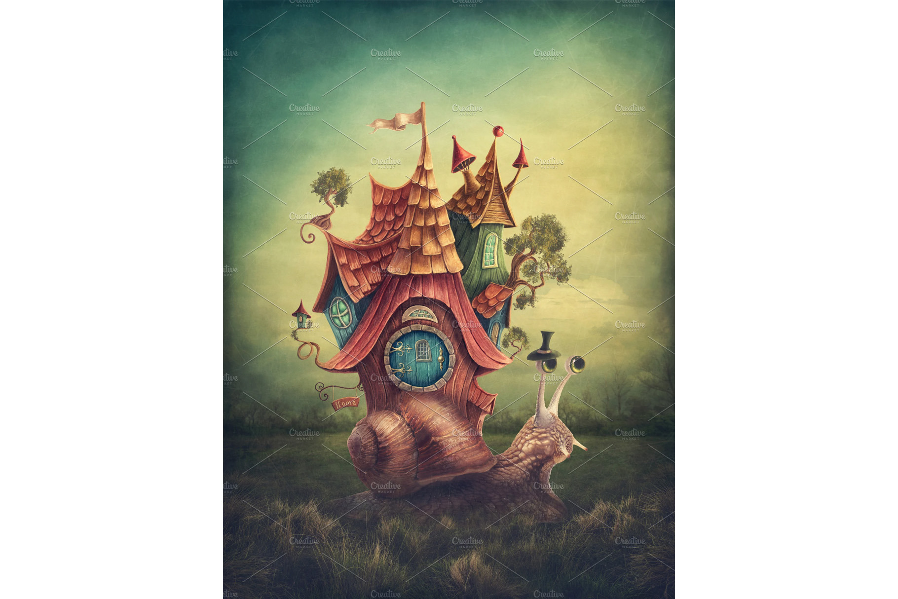 The Snail House, an Animal Illustration by EleSArtDesign