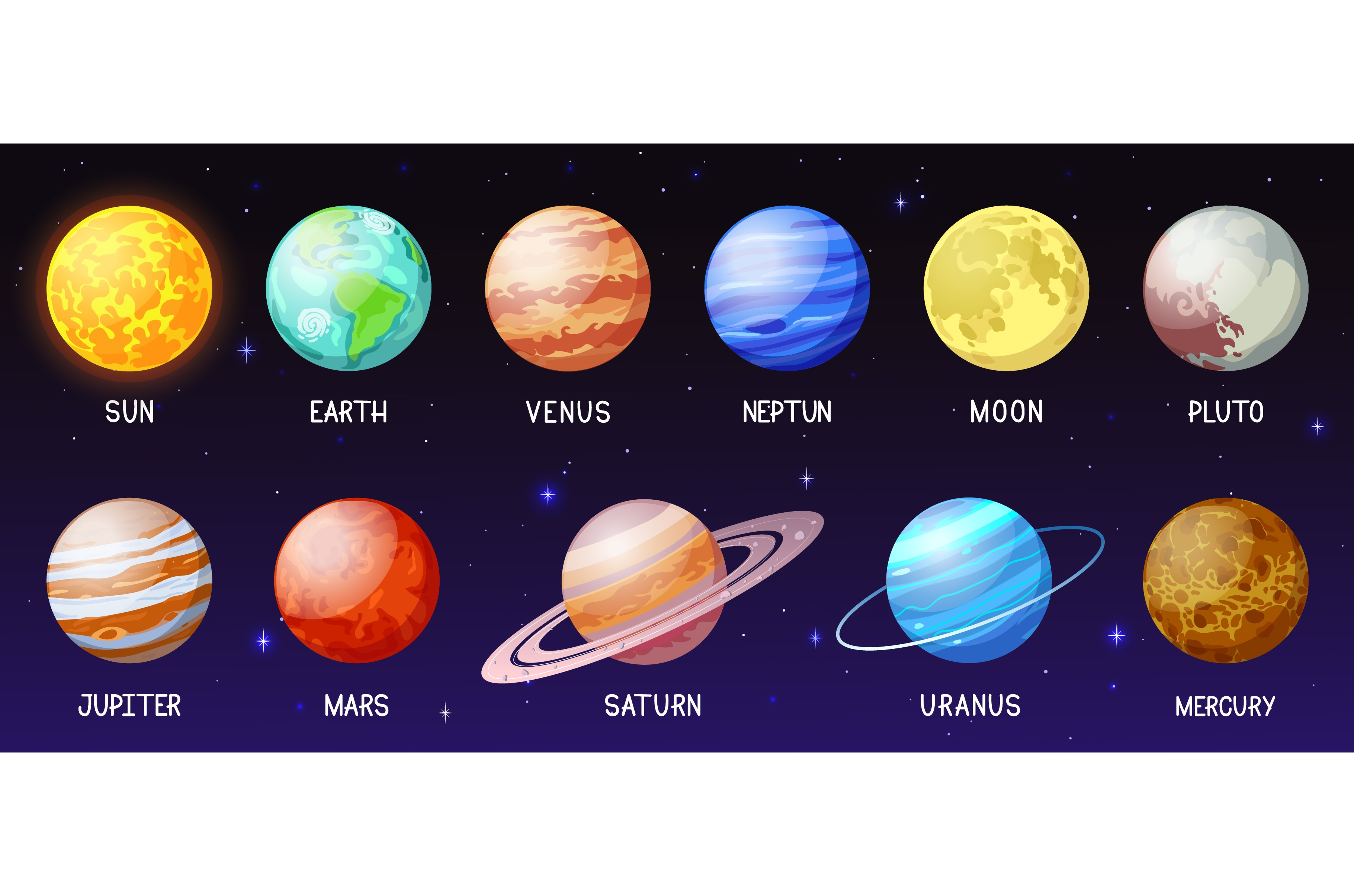 Cartoon solar system. Space planets, an Education Illustration by ...