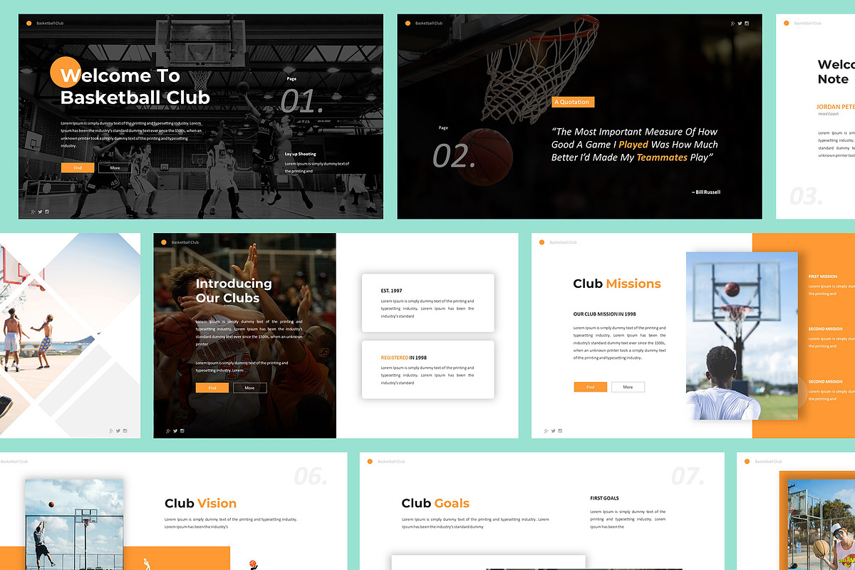 Basketball Club Keynote Template, a Presentation Template by Giant Design