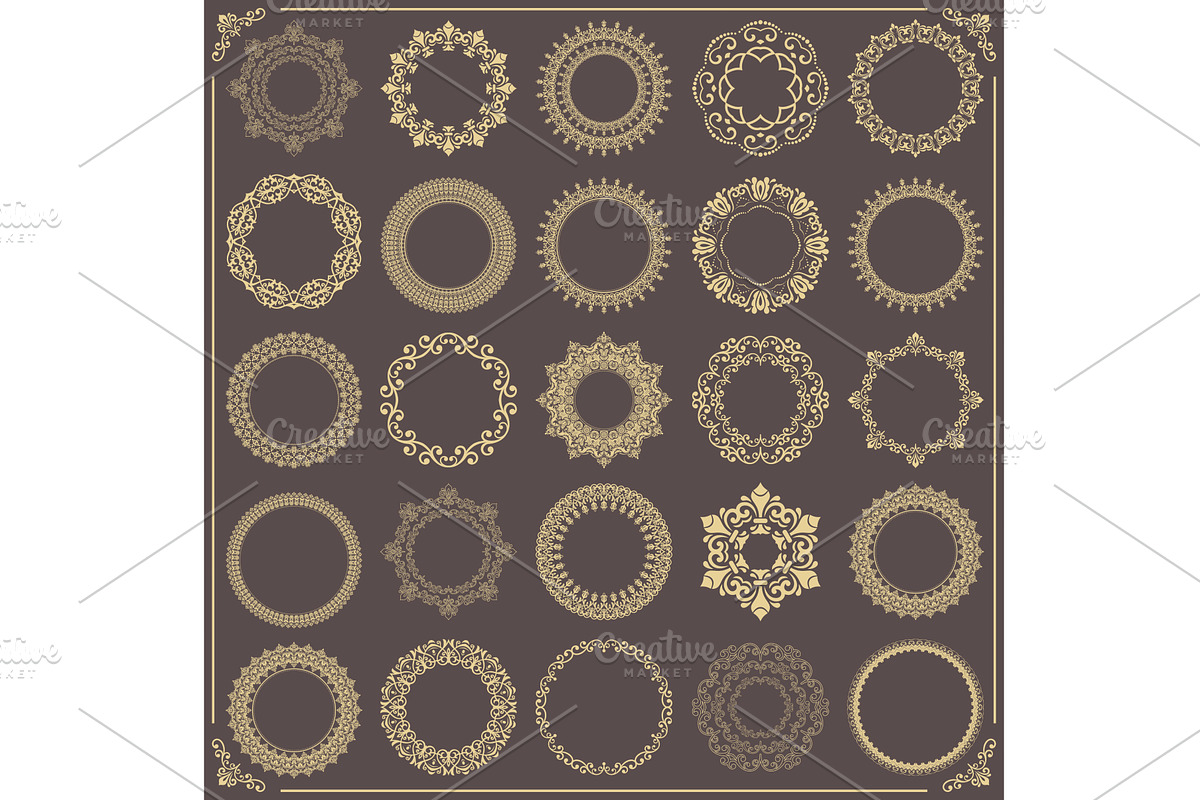 Vintage Big Set of Round Vector, a Decorative Illustration by FineArtStudio