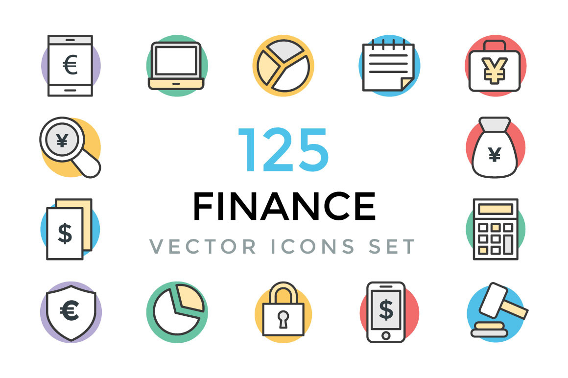 125 Finance Vector Icons, an Icon by Vectors Market