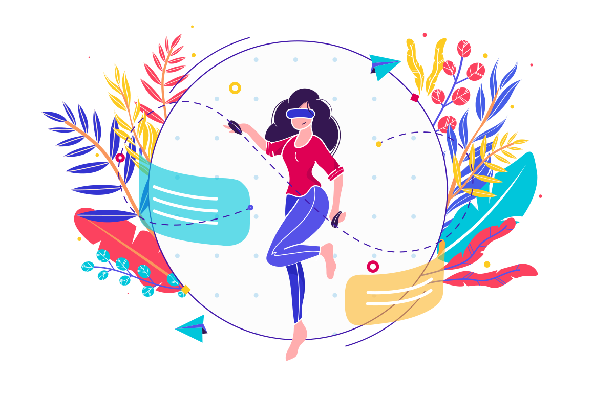 Smiling woman creates vr design, a Technology Illustration by Evanat ...
