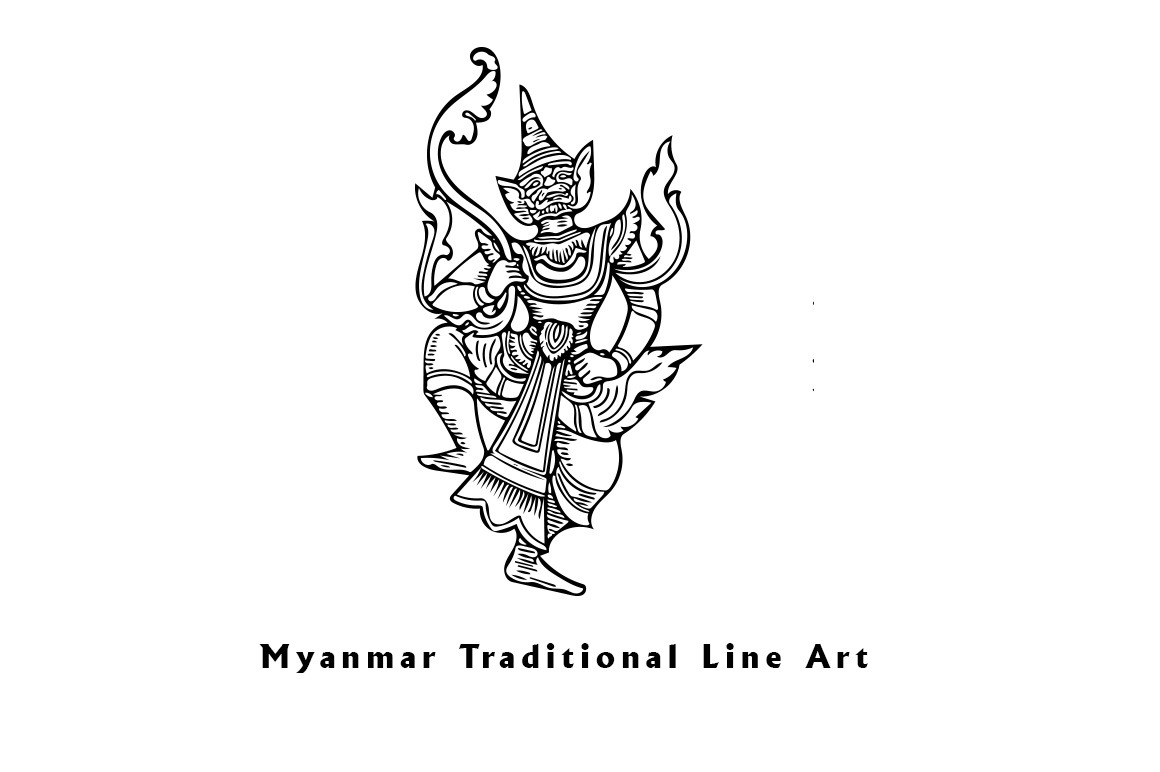 Myanmar Traditional Line Art, an Illustration by nyinyisoewin