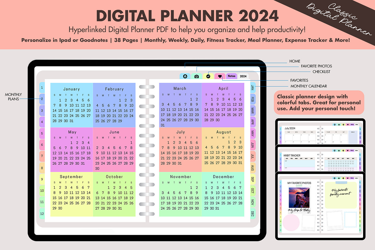 Hyperlinked Digital Planner 2024, a Social Media Template by Spark ...
