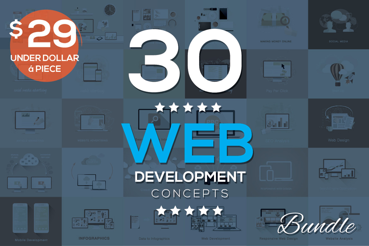 30 Web Development Concepts Bundle, a Templates & Theme by Infographic ...