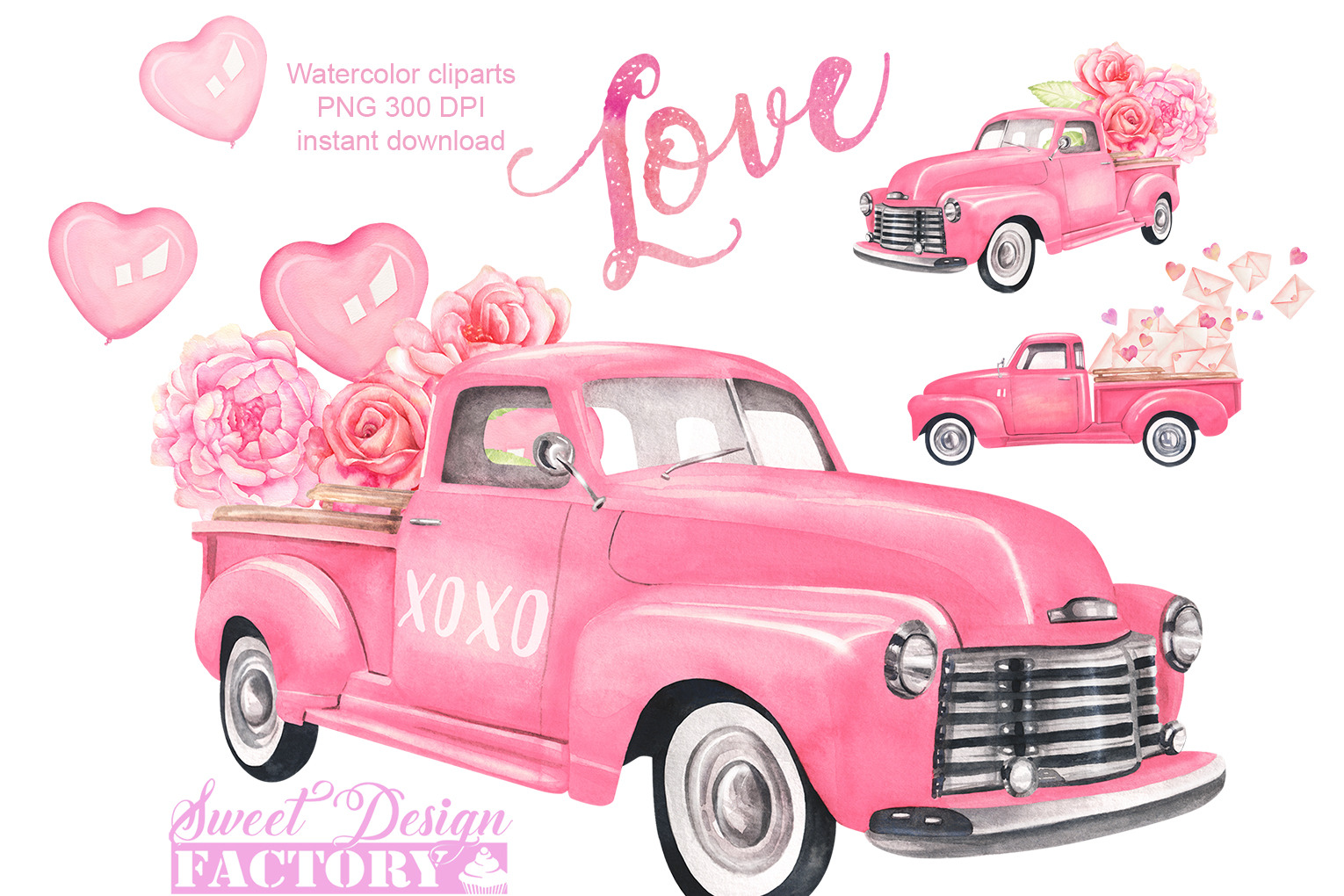 Valentine's day truck clipart, an Illustration by Sweet sweet design ...