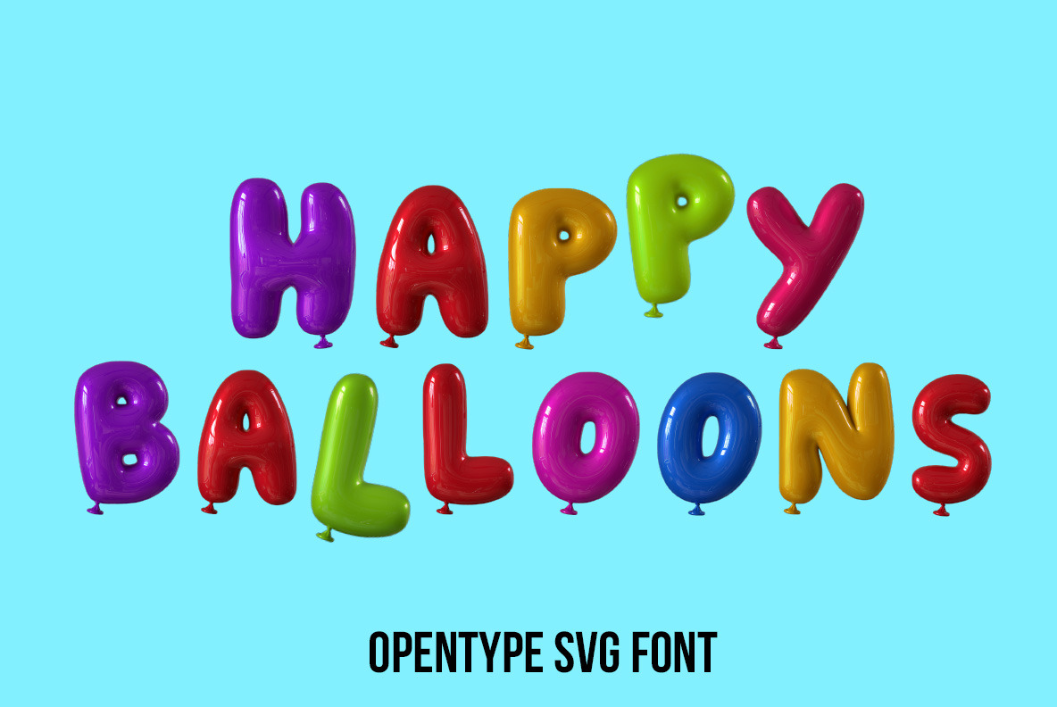 Happy Balloons Font, a Font by Handmadefont