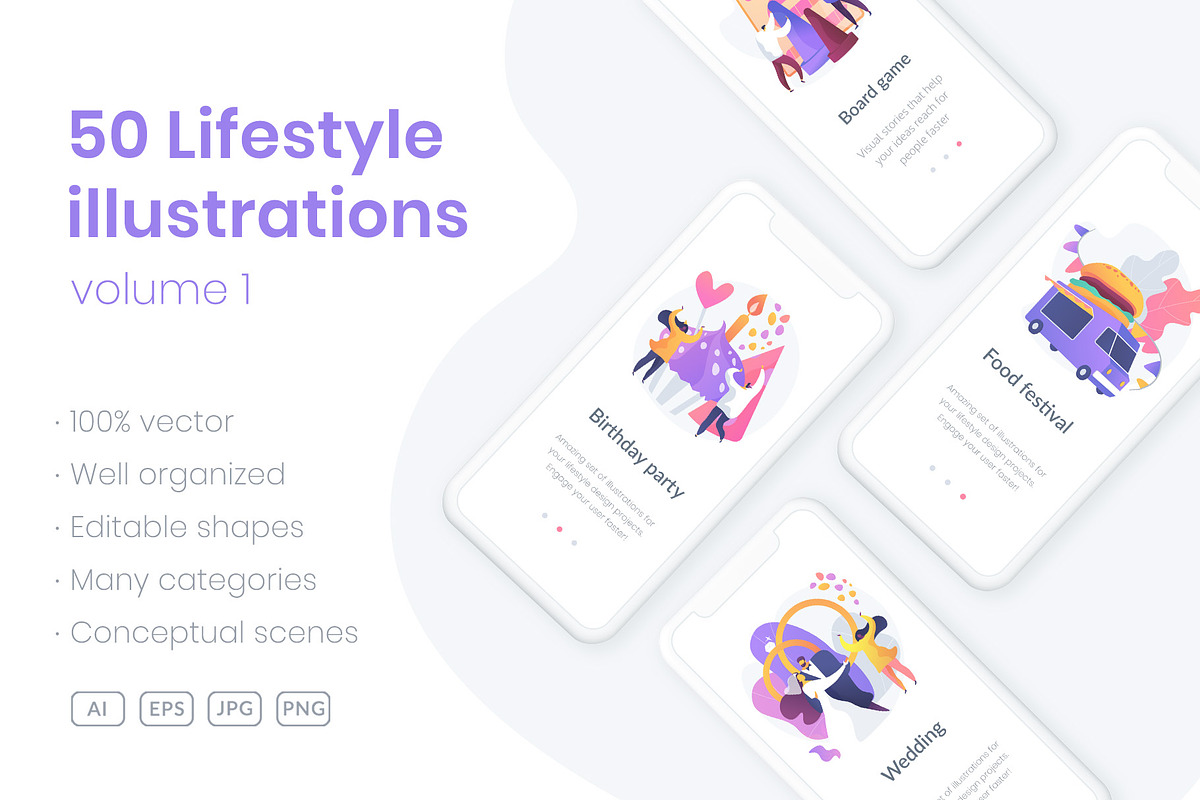 Lifestyle vector illustration kit, a Templates & Theme by Visual Generation