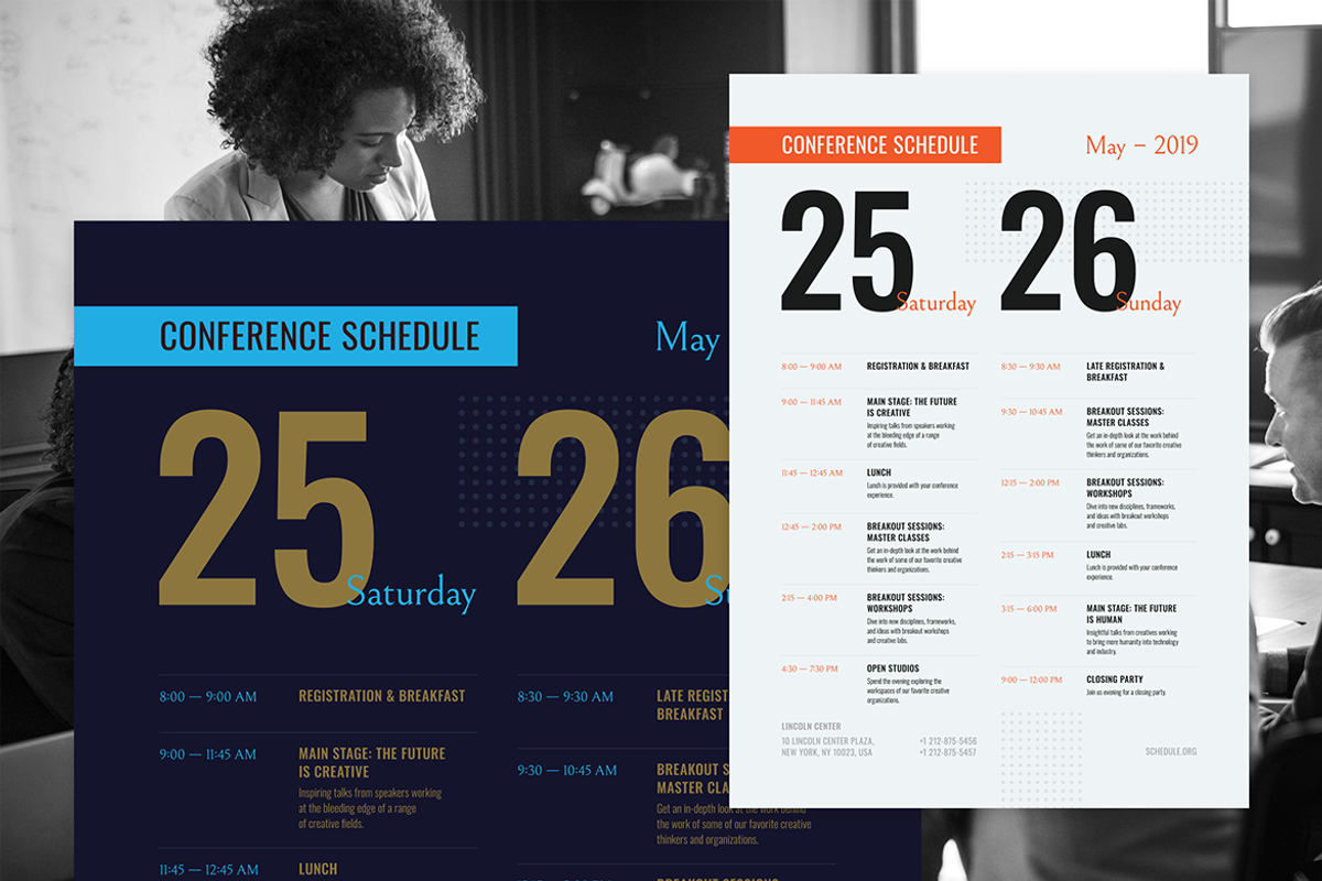 Conference Event Schedule Poster, a Flyer Template by EDT.Graphics