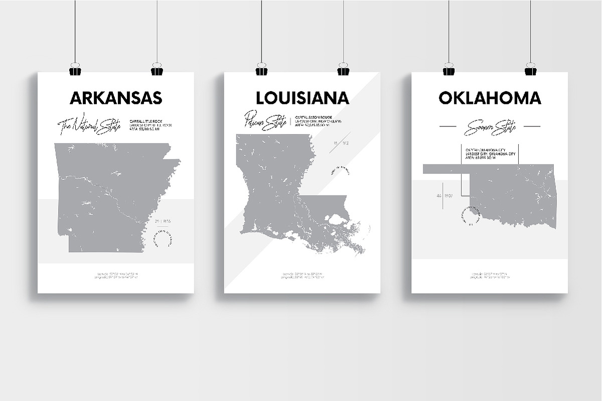 U.S. State Maps | Poster set 2, an Illustration by MaximGertsen