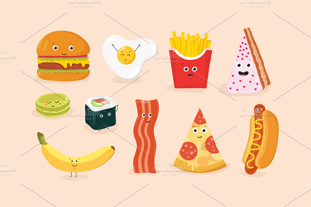Set with funny food, a Food Illustration by Good Studio