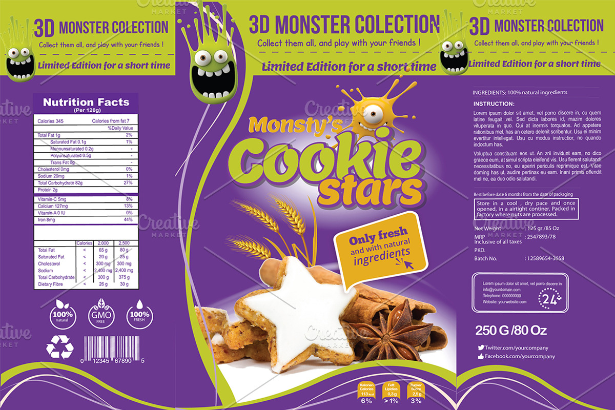 Cookie packaging design template, a Templates & Theme by Muamer Prosic
