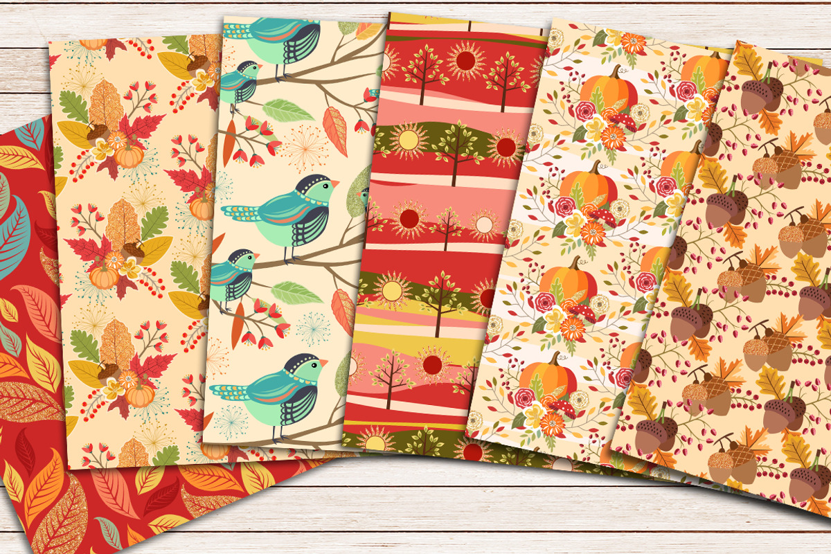 AUTUMN digital papers, a Pattern Graphic by Masha Studio