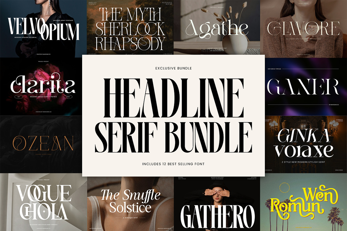 Headline Serif Font Bundle, a Serif Font by Mahesans Co