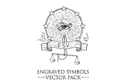 Engraved Symbols Vector Pack, an Object Graphic by danielcomerci
