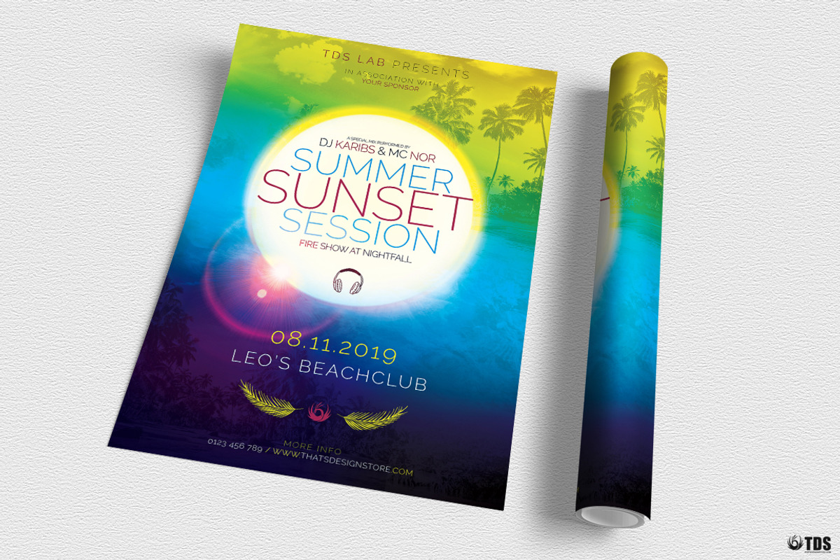 Summer Sunset Flyer Template, a Flyer Template by ThatsDesign Art