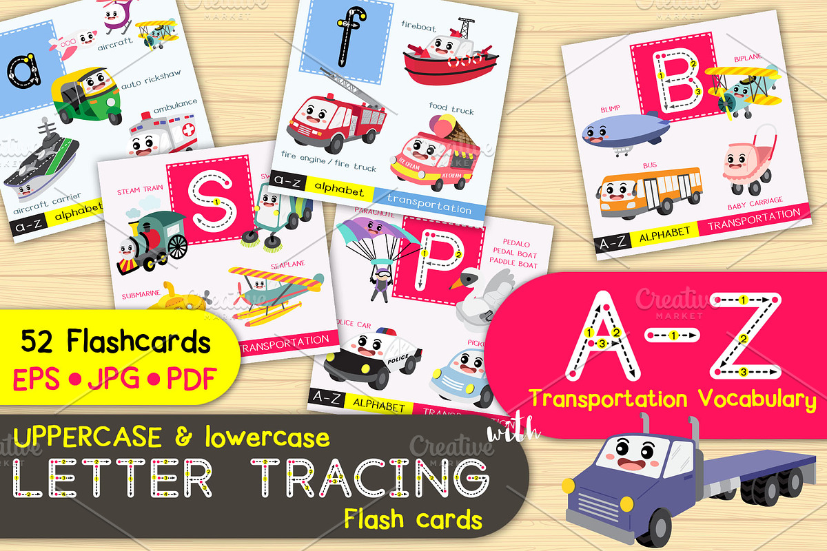 ABC transport vocabulary flashcards, an Education Illustration by ...