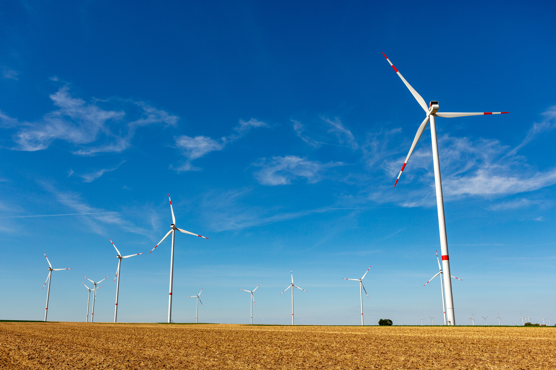 Windturbines in a yellow farmland, a Technology Photo by misign