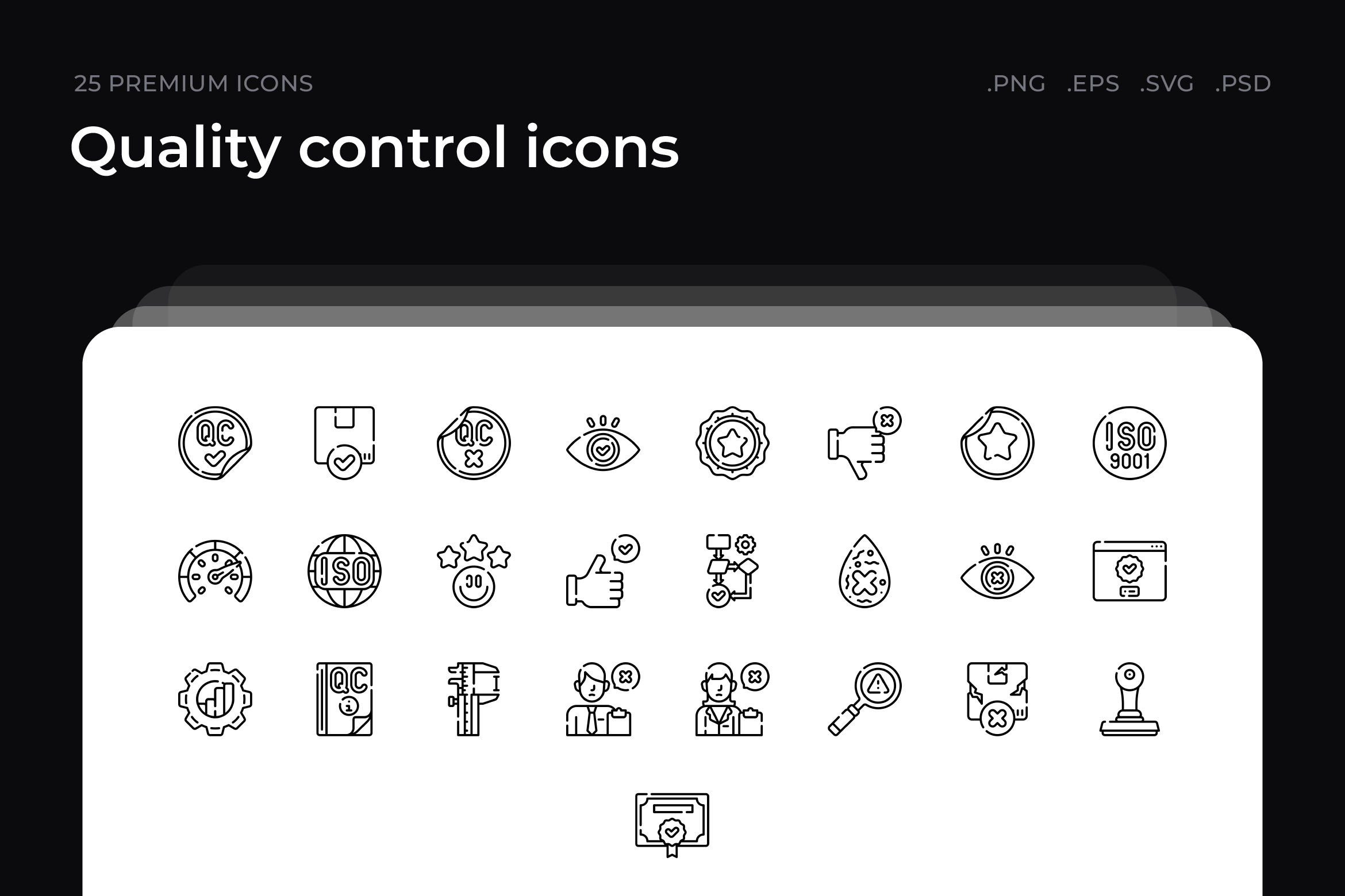 Quality control icons, an Outline Icon by Wencory | Creative Market
