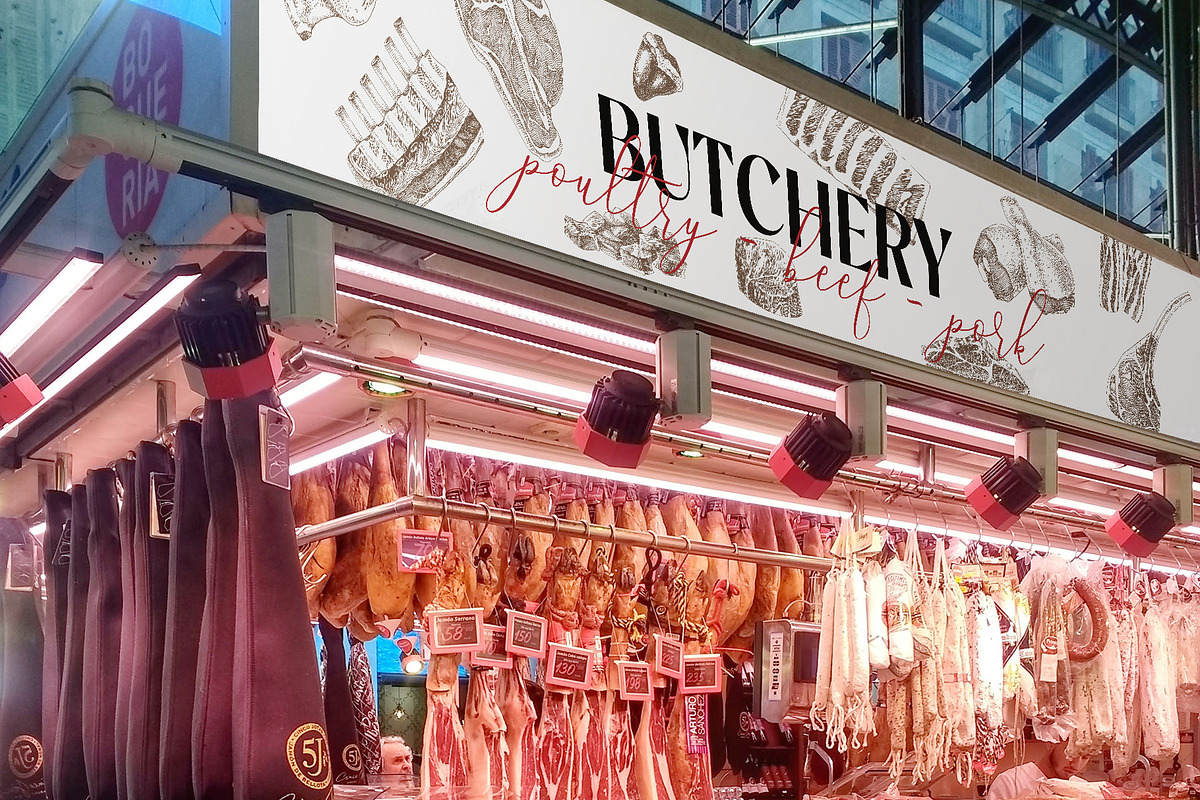 Ultimate meat set. Meat market, a Food Illustration by handsketched