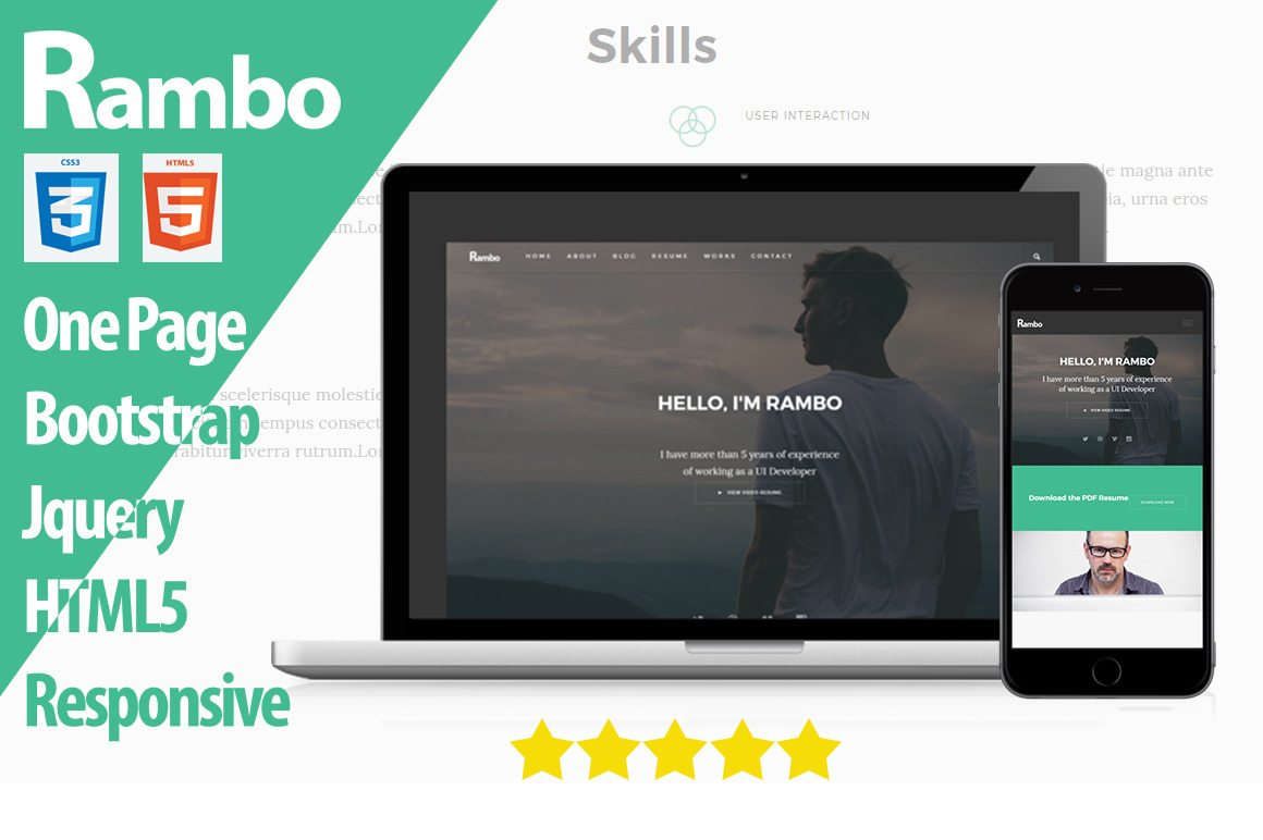 Rambo - One Page Resume Template, a HTML Template by Mehul Munjani